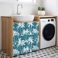 Blue Palm Tree Cabinet Curtains 35" W x 35" L Summer Tropical Country ...