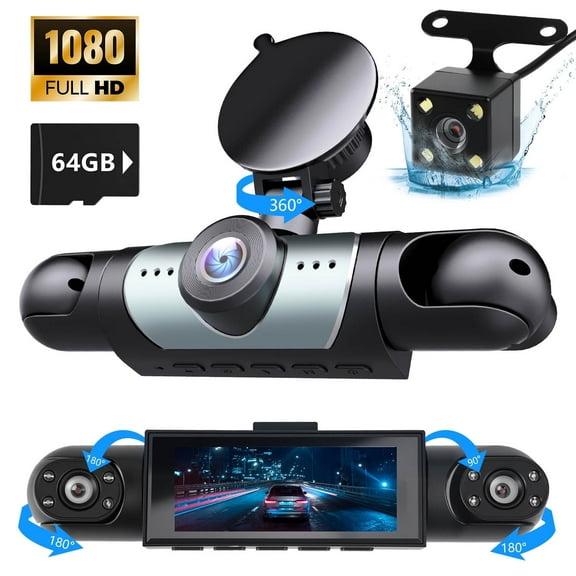 4-Channel 1080P Car Dash Cam with Front Rear Inside Camera, Parking ...