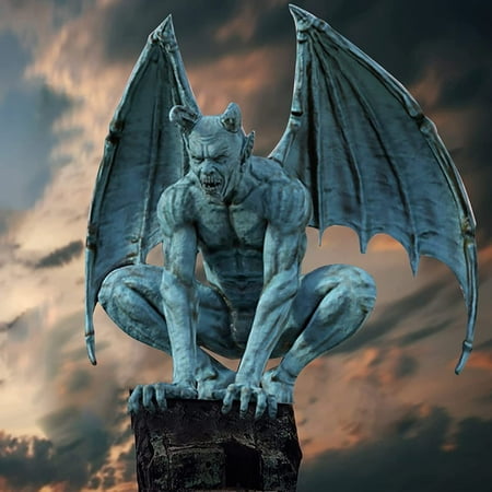Gargoyle Fence Topper Hanger, Outdoor Wall Detailed Garden Statue ...