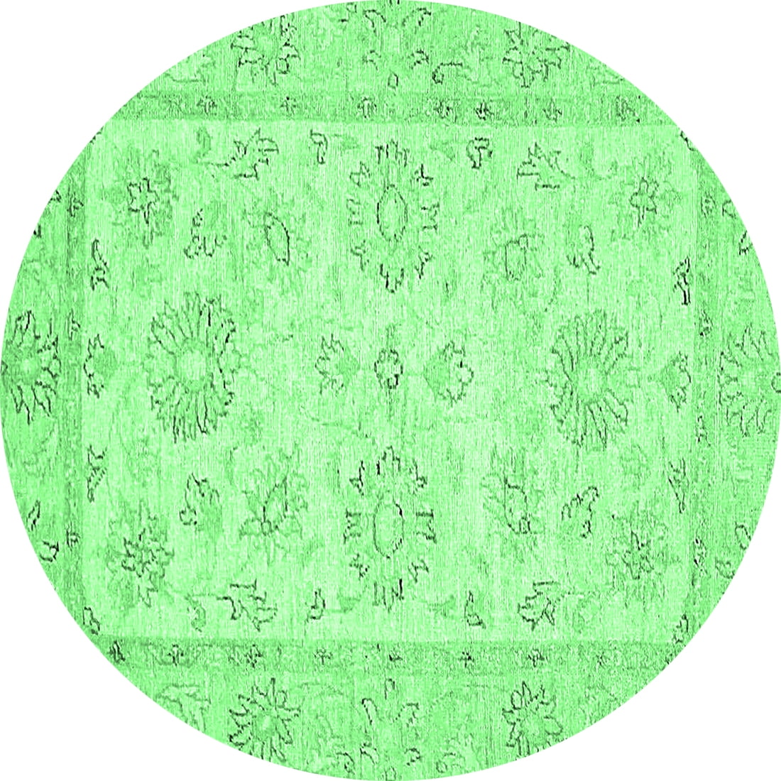 Ahgly Company Indoor Round Oriental Emerald Green Traditional Area Rugs ...