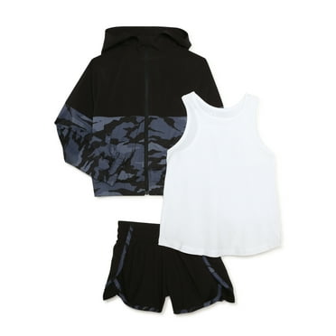 Athletic Works Girls Printed Fleece Sweatshirt and Jogger Sweatpants, 2 ...