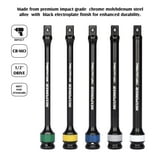 MIXPOWER 5 Piece 1/2" Drive Torque Limiting Socket Extension Bars, CR ...