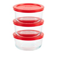 Pyrex 6 Piece Rectangular Storage Value Pack with Red Plastic Covers ...