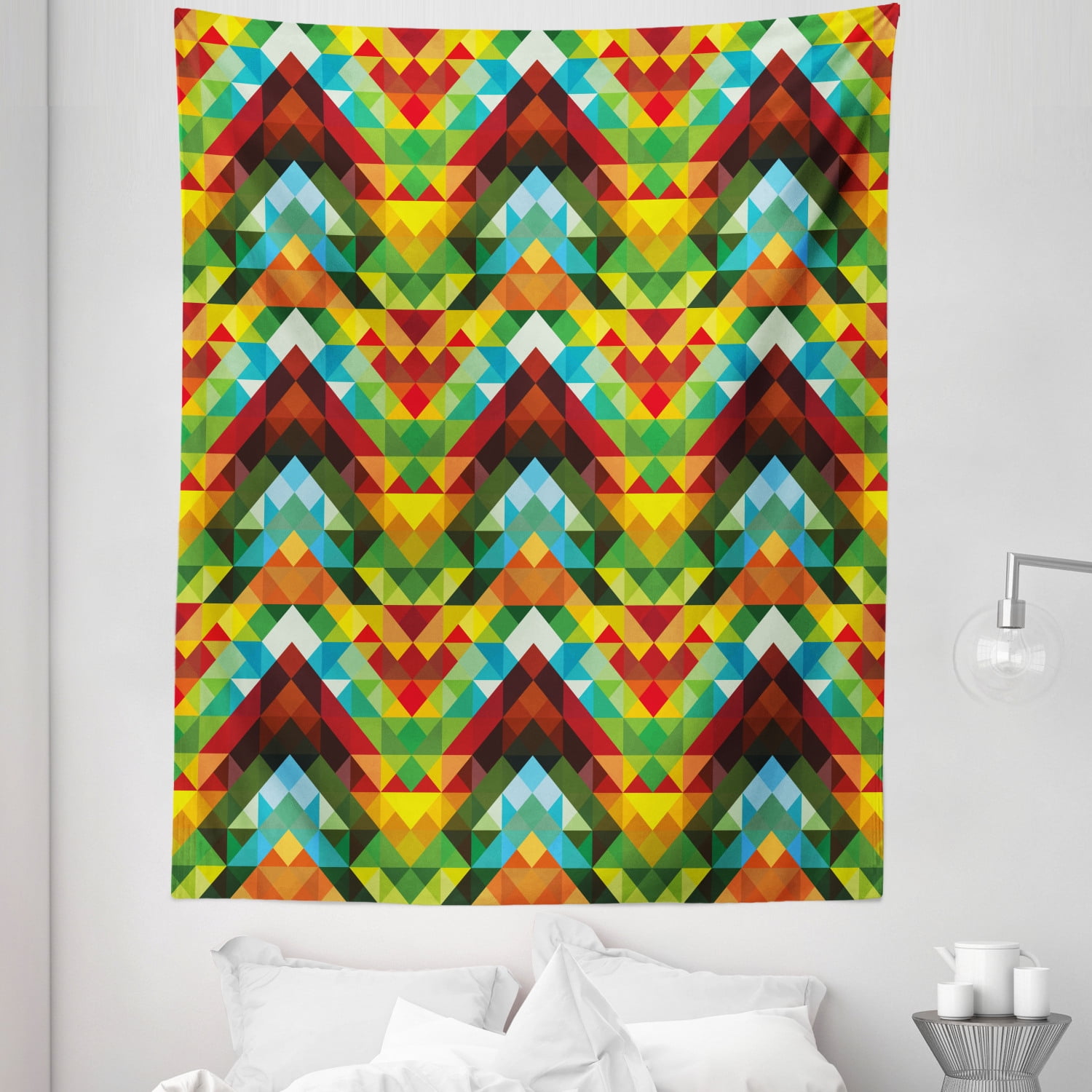 Colorful Tapestry, Abstract Optic Effect Triangle Pattern Digital ...