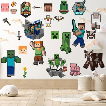 Set Of 2 For Minecraft Giant Peel And Stick Wall Decal Cartoon Sticker ...