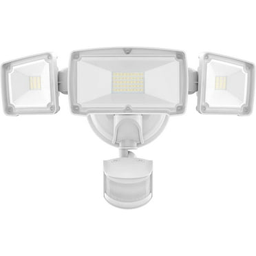 White Integrated LED Motion Sensor Dusk to Dawn Outdoor Security Flood ...