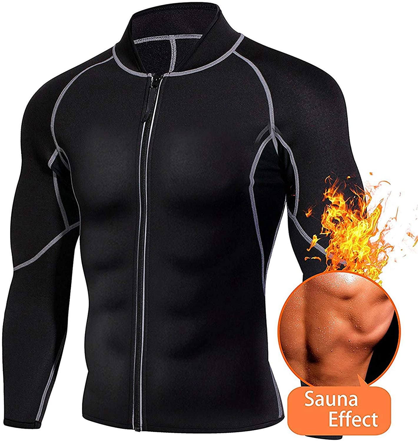 Junlan Men Sweat Neoprene Weight Loss Sauna Suit Workout Shirt Body ...