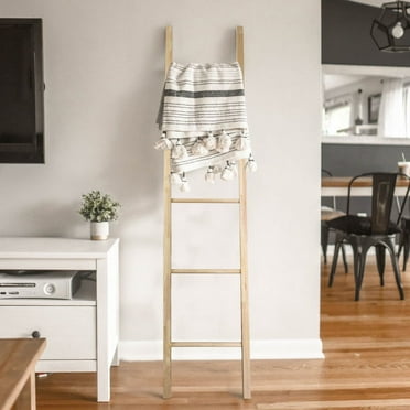 LuxenHome 6ft Decorative Blanket Ladder, Rustic Coastal Farmhouse Fir ...