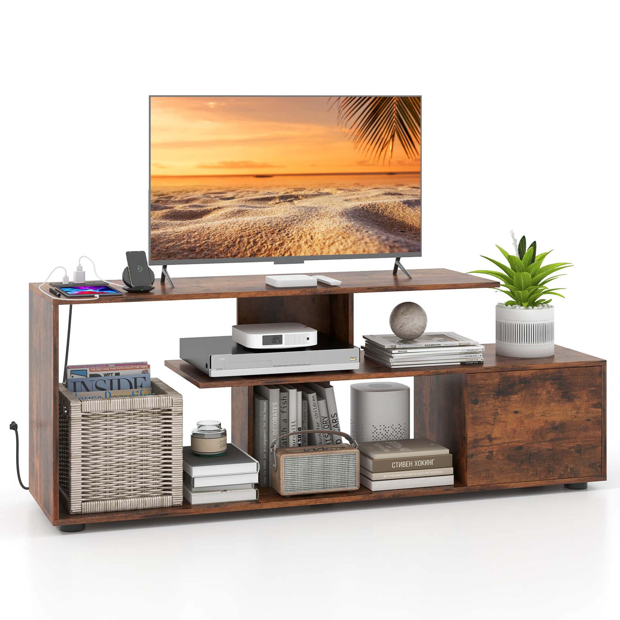 Click here for Costway 60 Tv Stand With Charging Station Storage... prices