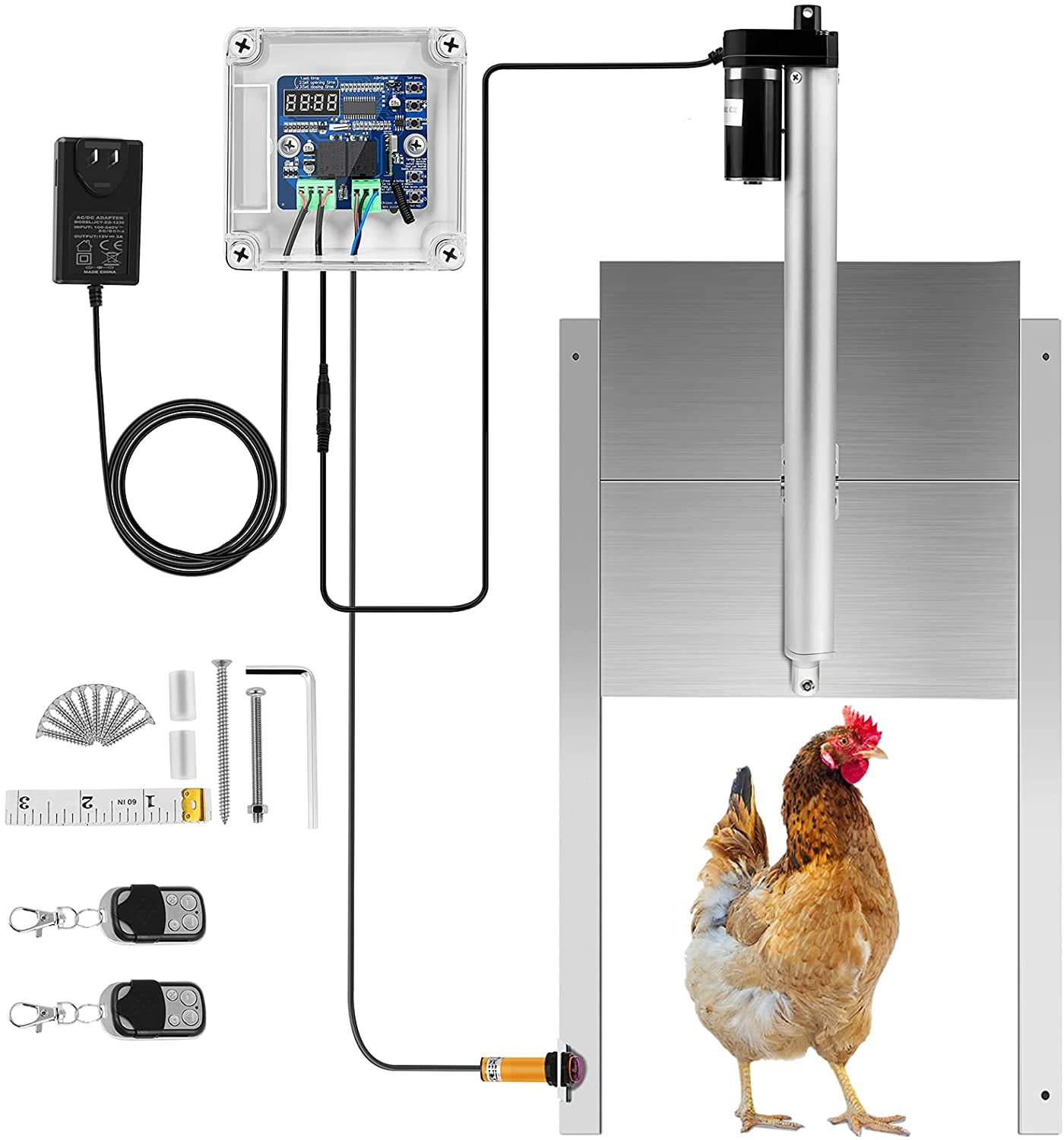 Automatic Chicken Coop Door 66w Auto Electric Poultry Door Opener with ...