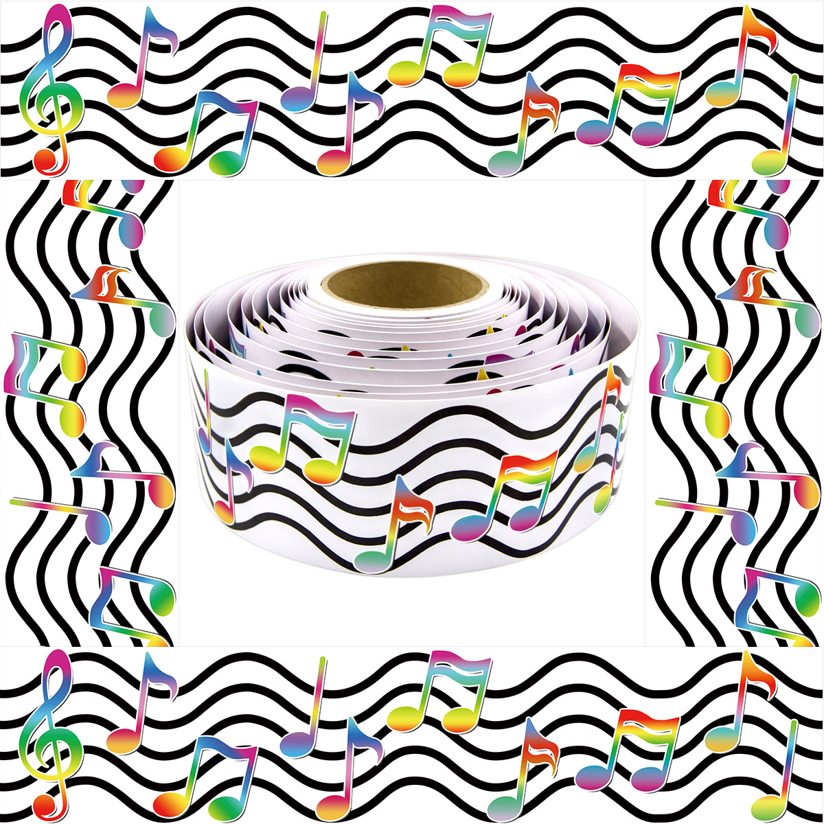 Musical Notes Bulletin Board Border Straight Roll Border for Music Room ...