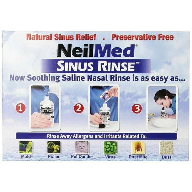 NeilMed Sinus Rinse - 2x8fl oz Bottles Nasamist Saline Spray 75mL - 250 ...
