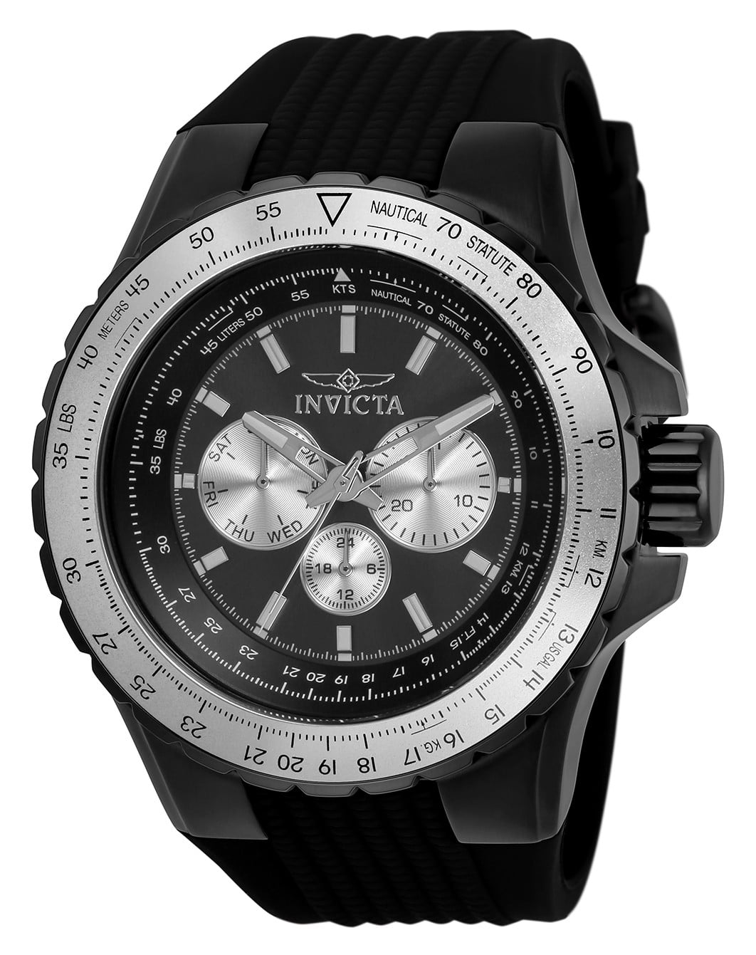 Invicta Aviator Men 50mm Stainless Steel Black Black dial Chronograph ...