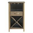 Bowery Hill Contemporary Solid Wood Mini Bar Cabinet in Dune/Gold ...