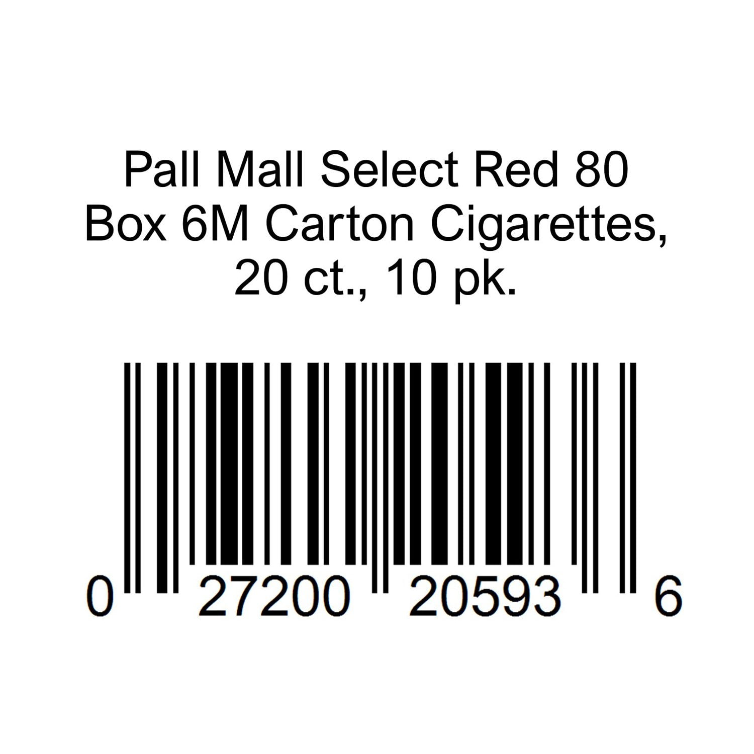 Pall Mall Select Red 80 Box 6M Carton Cigarettes, 20 ct., 10 pk ...