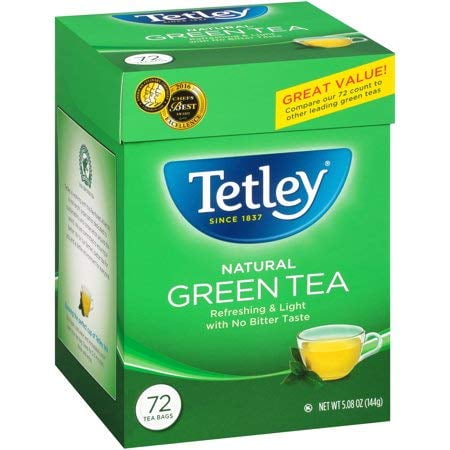 Tetley Natural Green Tea - 72 Tea Bags/box - Pack of 2 Boxes - Walmart.com