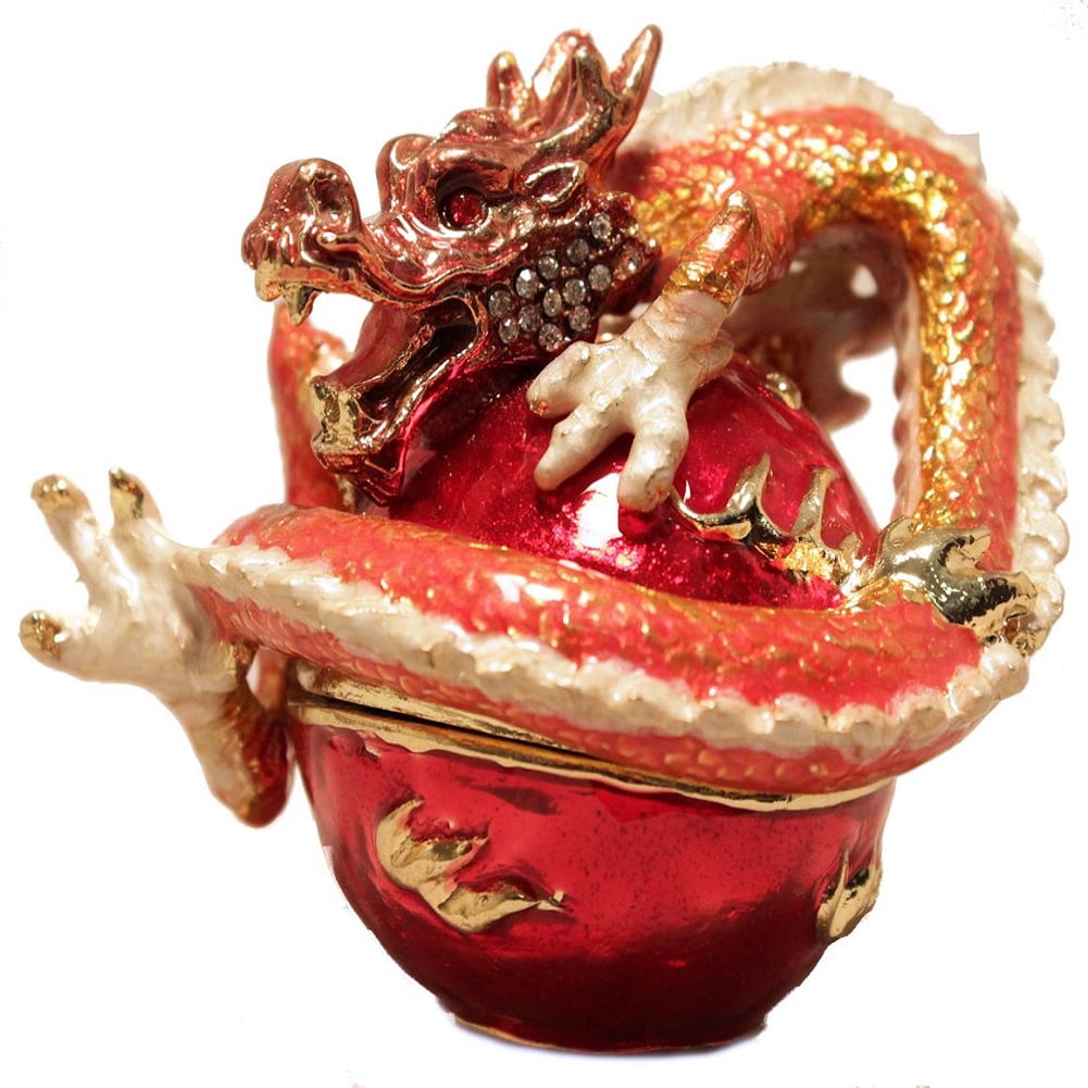 Red Chinese Dragon Jeweled Crystal Trinket Box - Walmart.com