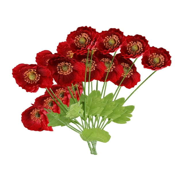 Goriertaly 5 Pieces Artificial Flower Fake Poppies Bouquet Flowers DIY ...