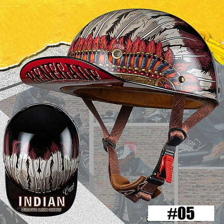 Half Helmet Vintage Baseball Cap Helmet Motorcycle Riding Retro Scooter ...