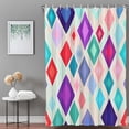 Bathroom Shower Curtain Purple Red Pink Green Color Block Waterproof ...