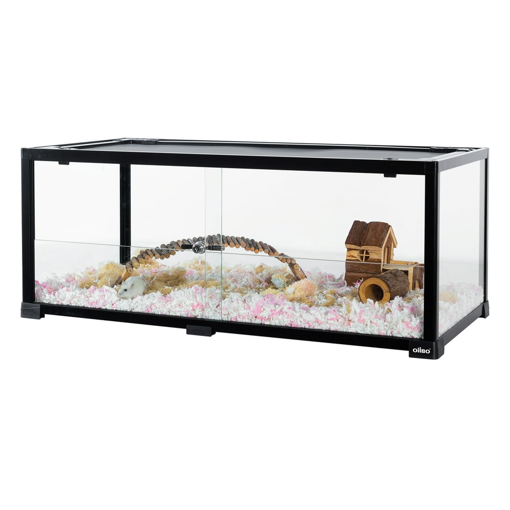 OiiBO Knock-Down 40 Gallon Glass Small Animals Terrarium, 36×18×14 ...