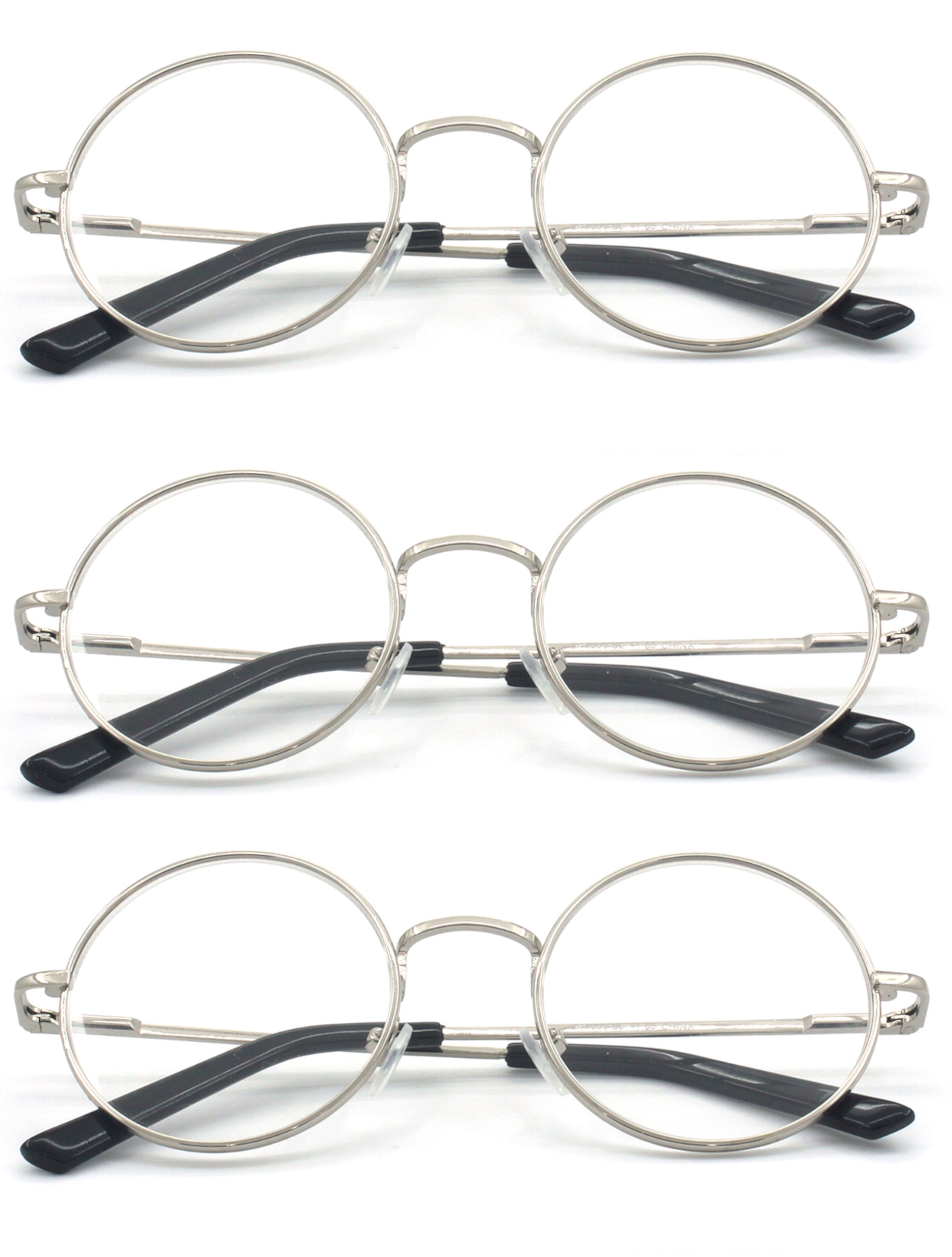 EYE ZOOM 3 Pack Metal Frame Round Reading Glasses With Spring Hinge EYE ZOOM 3 Pack Metal Frame Round Reading Glasses With Spring Hinge