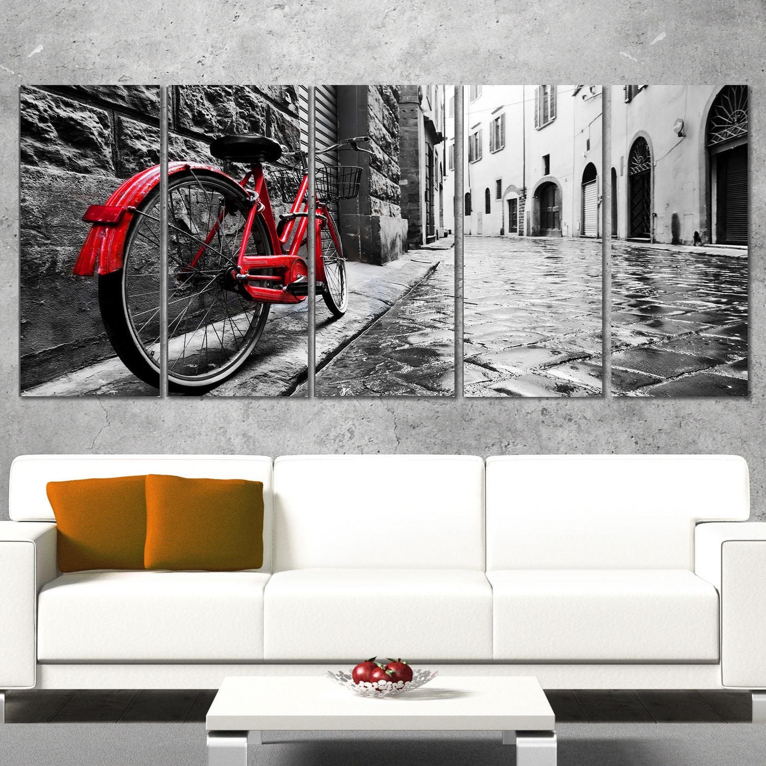 Click here for Designart Design Art Retro Vintage Red Bike Citysc... prices