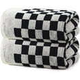 2 Piece Pink Checkered Bath Towels Set - 27”x55” Highly Absorbent ...
