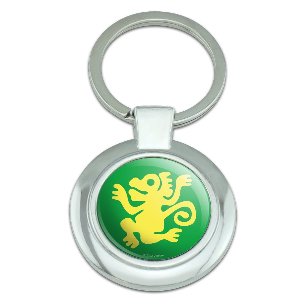 Hidden Temple Green Monkeys Keychain Classy Round Chrome Plated Metal ...
