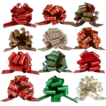 "Holiday Assorted Christmas Gift Pull Bows - 5"" Wide, Set of 9, Red ...