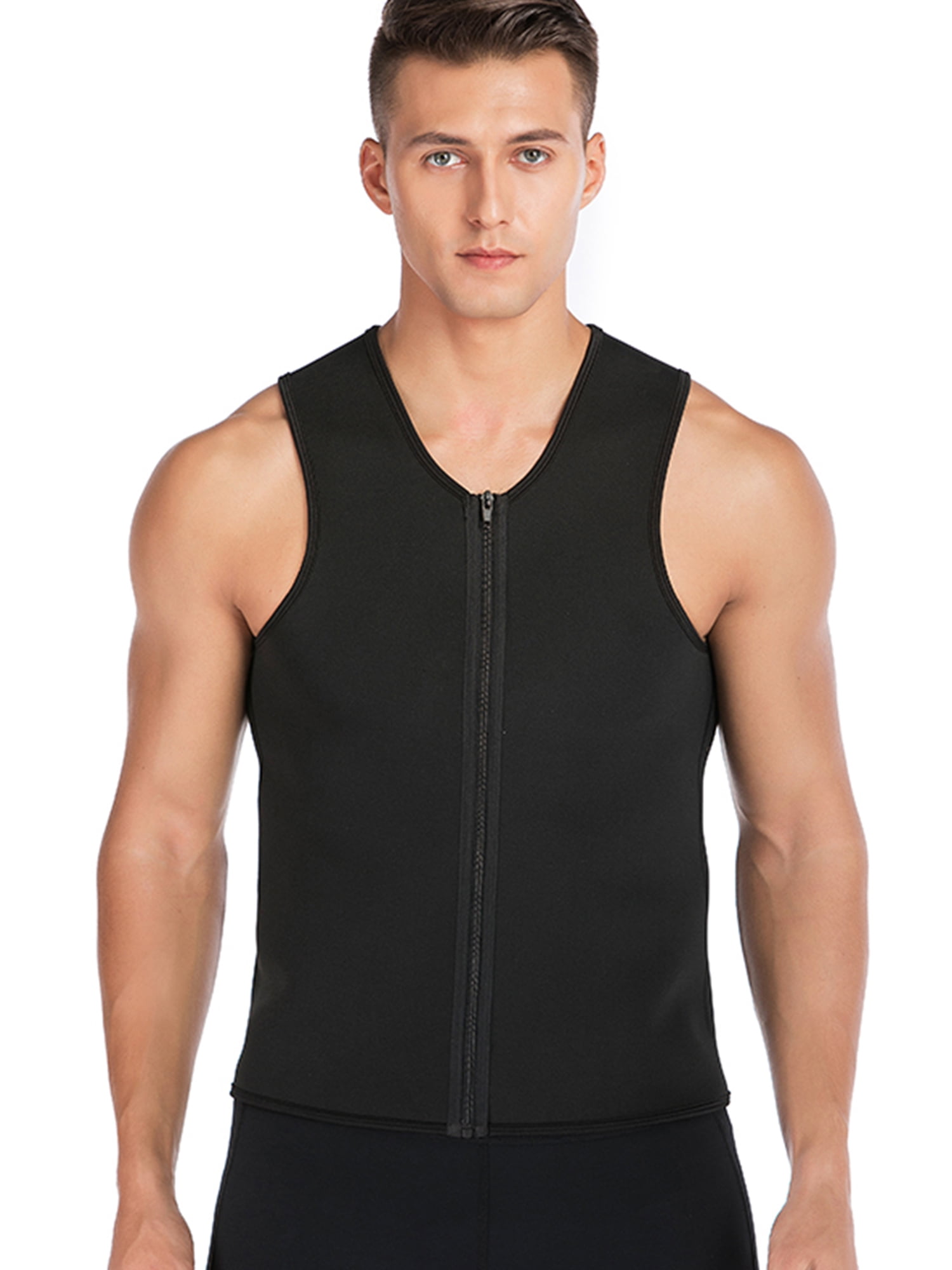 SAYFUT Men Waist Trainer Vest Neoprene Corset Body Shaper Zipper Sauna ...