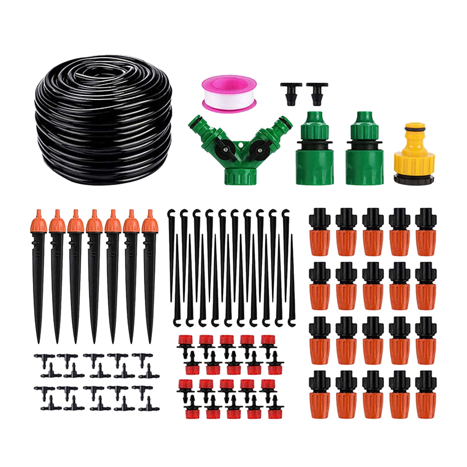 65FT DIY Drip & Misting Irrigation Kit with Hose Adjustable Nozzles ...