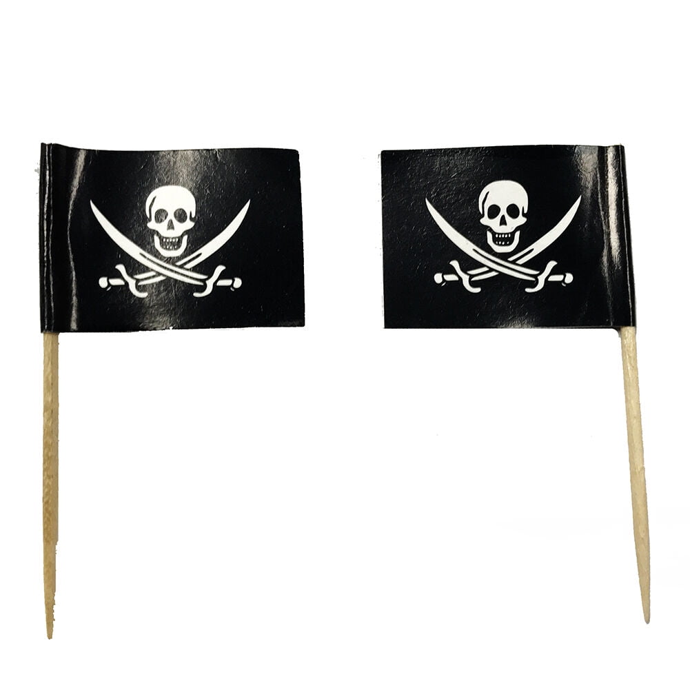 100-200 PCS Pirate Flag Cocktail Pick Cheese Snack Party Toothpicks ...