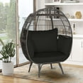 Costway Oversized Rattan Wicker Egg Chair Lounger with Metal Frame, 4 ...