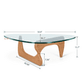 Triangle Glass Coffee Table with Solid Wood Base Irregular Tempered ...
