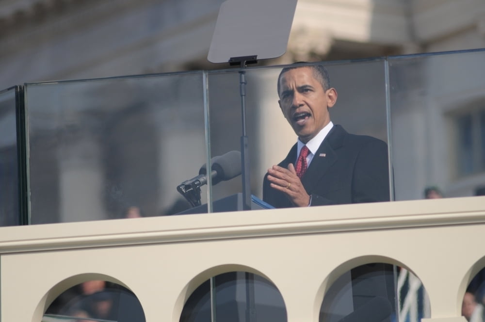 President Obama Delivers His Inaugural Address Behind Bullet Proof ...