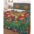Bohemian Green Flower Pattern Quilts Bedding Set California King ...