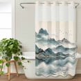 Chinese Ink Mountain No Hook Shower Curtain with Snap in Liner ...