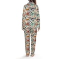Boho Floral Cat All-Over Print Satin Long Sleeve Pajamas Set, Cat Lover ...