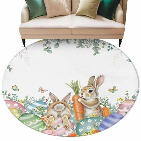 UPC 462257399700 - Spring Easter Round Area Rugs Collection 7 Rabbits ...