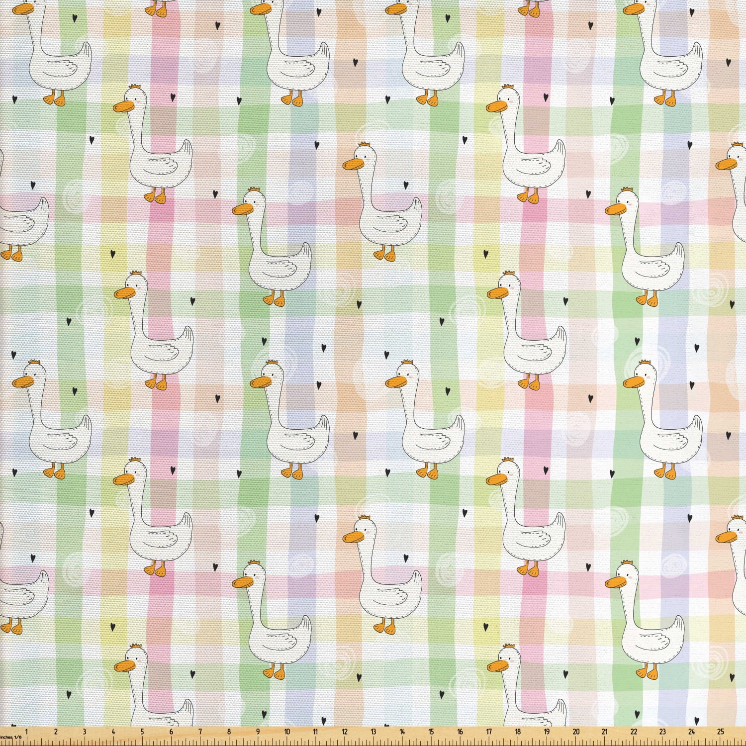Colorful Upholstery Fabric by the Yard, Cartoon Ducks Pattern with ...