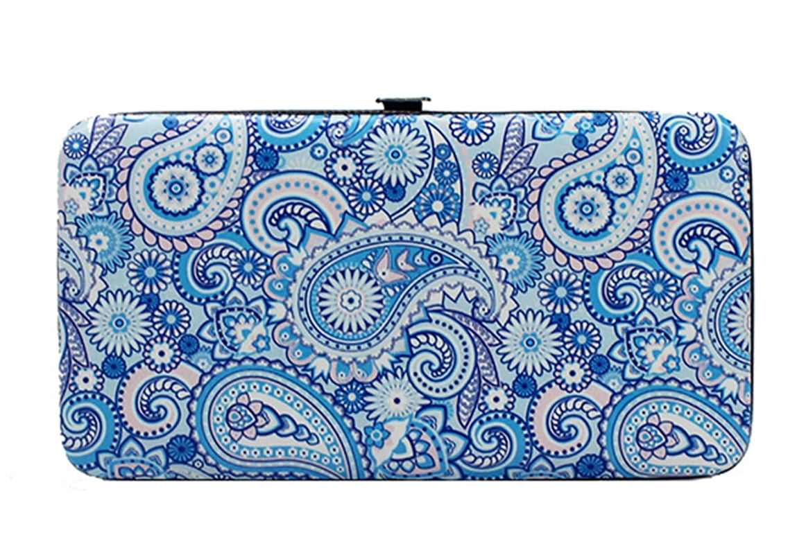 Chicastic Blue Paisley Print Flat Hard Clutch Wallet - Walmart.com