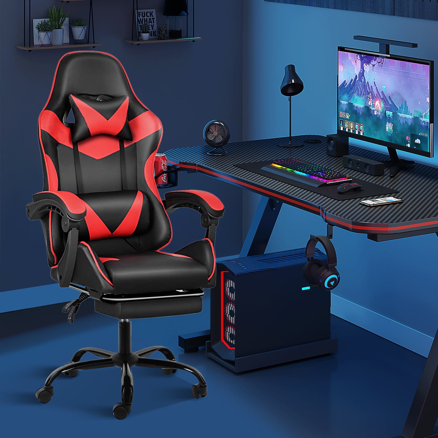 dubbin Gaming Chair, Ergonomic Office Chair High-Back Swivel Chair with ...