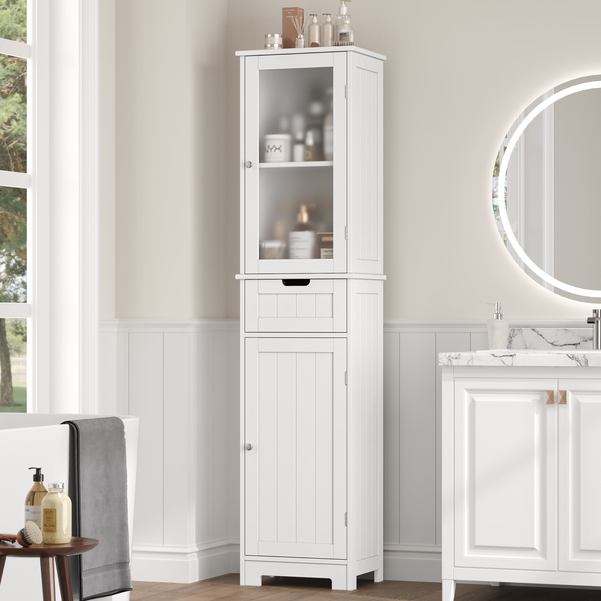 Click here for Homfa Bathroom Storage Tower  Narrow Linen Cabinet... prices