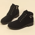 AUDeals Women Lace Up Boots Pointed Toe Low Heel Ankle Boots Thick Sole ...