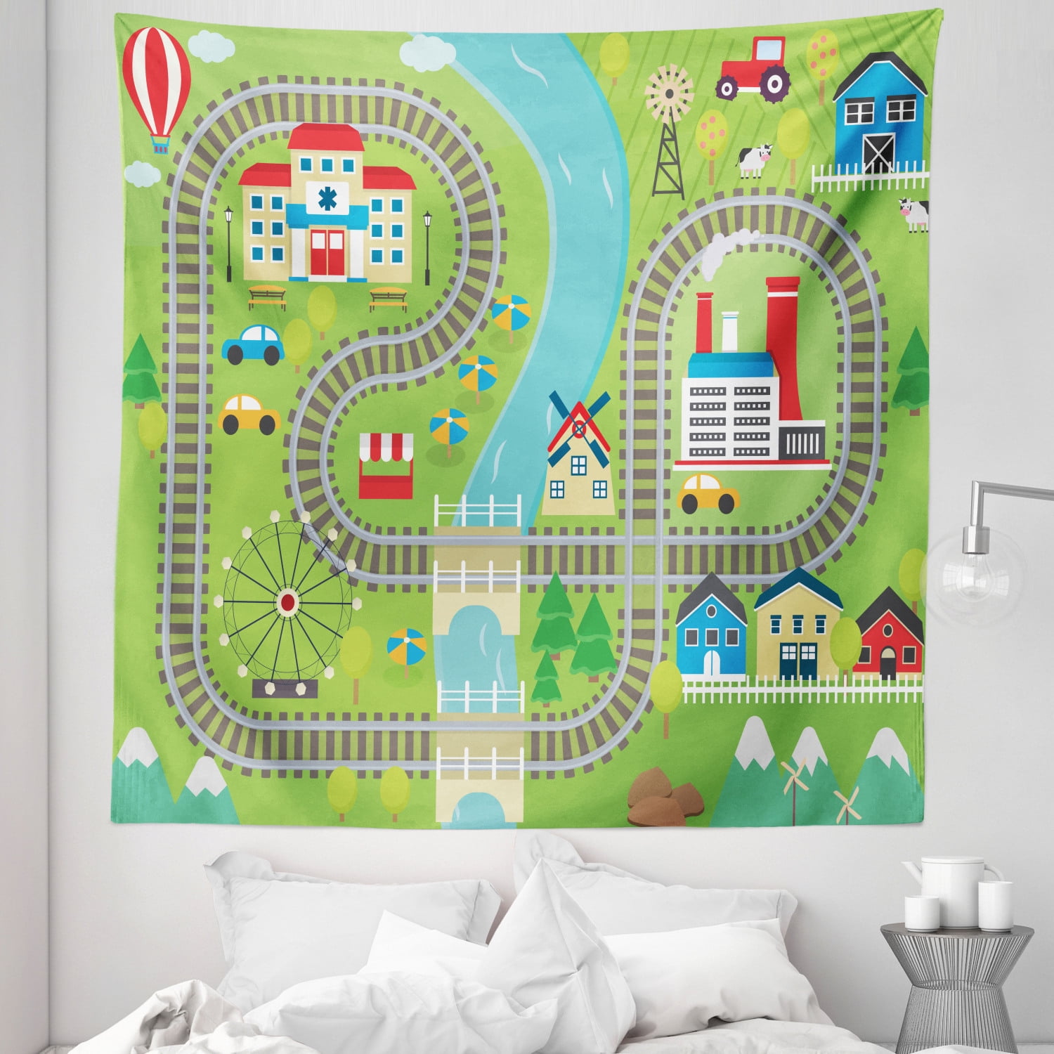 Cartoon Activity Tapestry, Country Community Themed Activity Filled ...