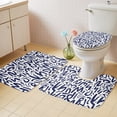 Abstract Scribbles Bathroom Rugs Set Calligraphic Marks Modern Navy ...