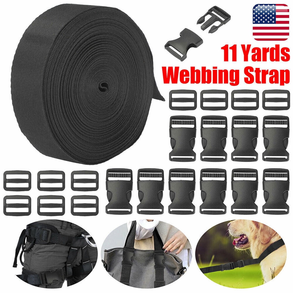 1 Inch 11 Yards Nylon Webbing Strap With 10PC Plastic Buckle + 10PC ...