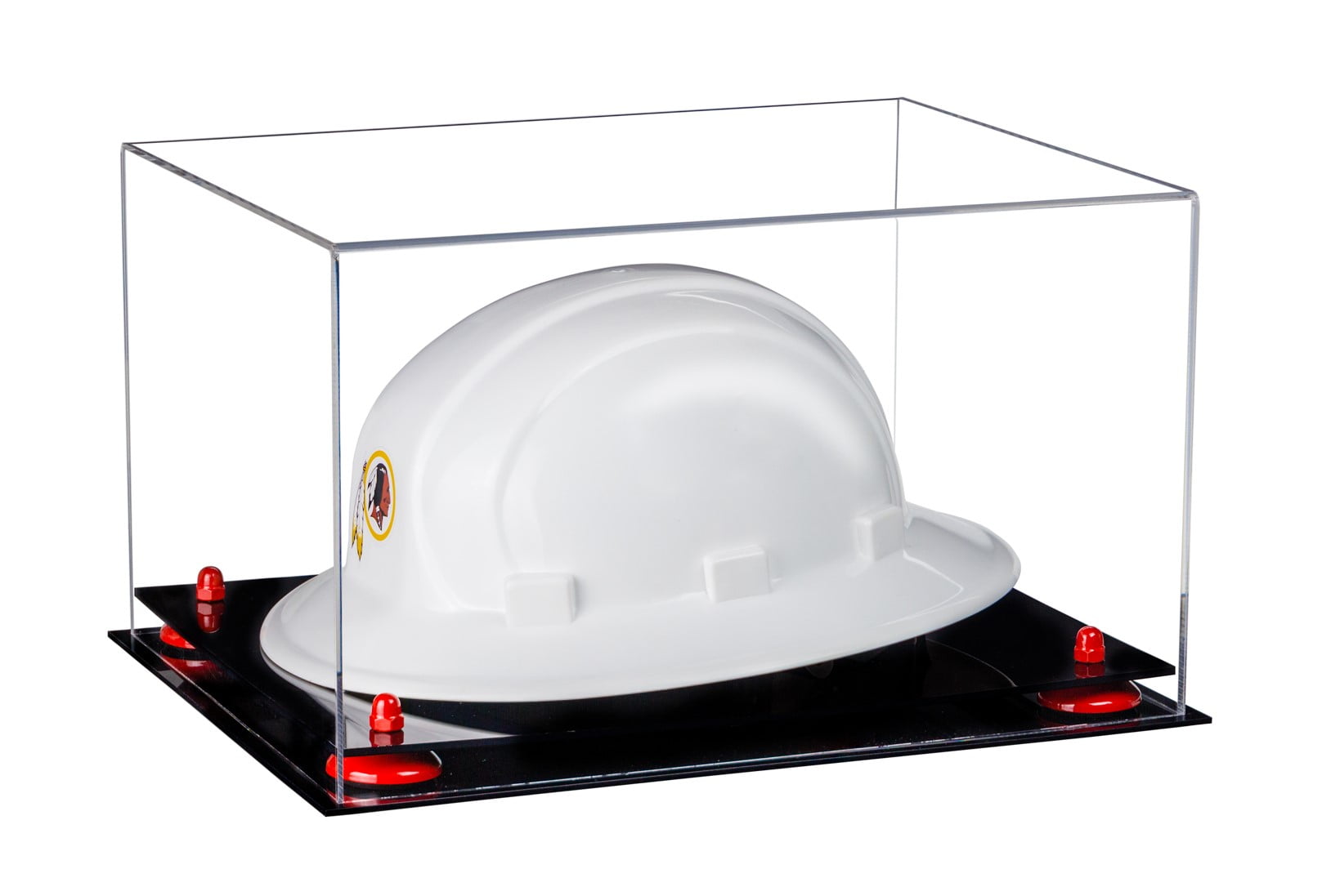 Deluxe Clear Acrylic Large Helmet - Hard Hat Display Case with Red ...