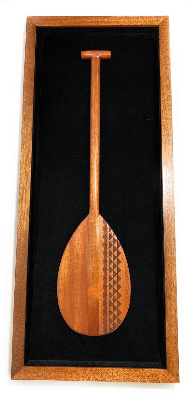 Koa Shadow box w/ Tribal Oar 42"X 18" - Black Velvet - Made In Hawaii ...